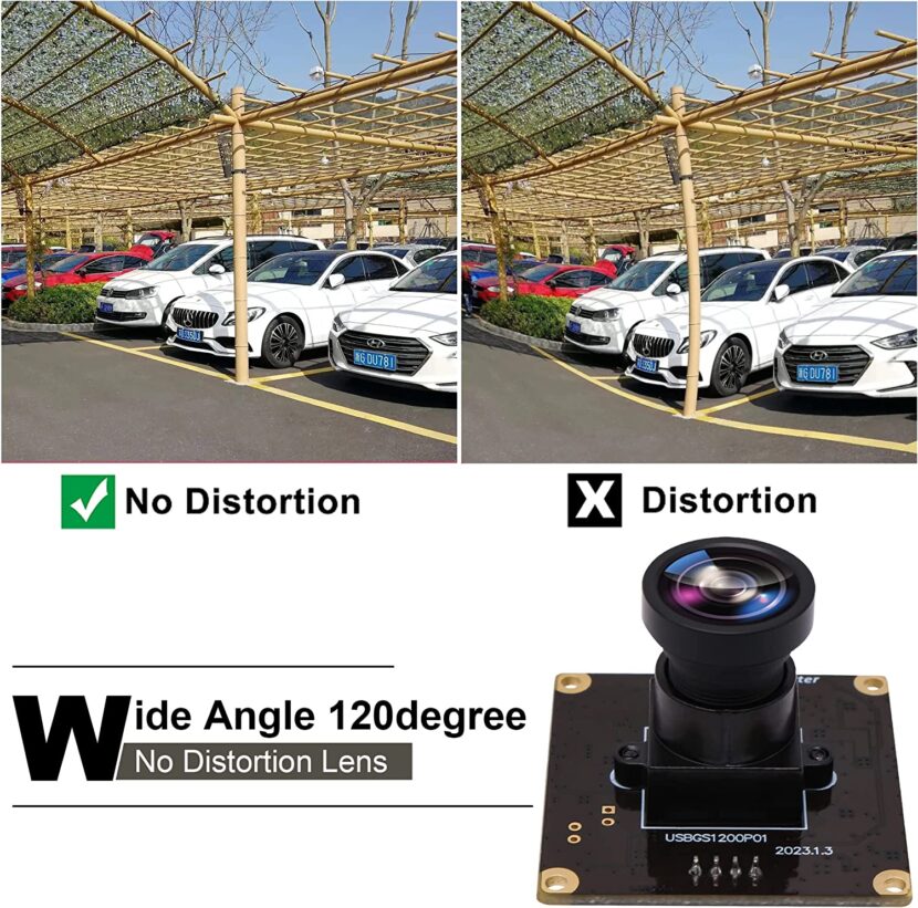 ELP 2MP Global Shutter USB Camera Board 90fps High Speed Webcam Module with Distortion-Free 120 ...